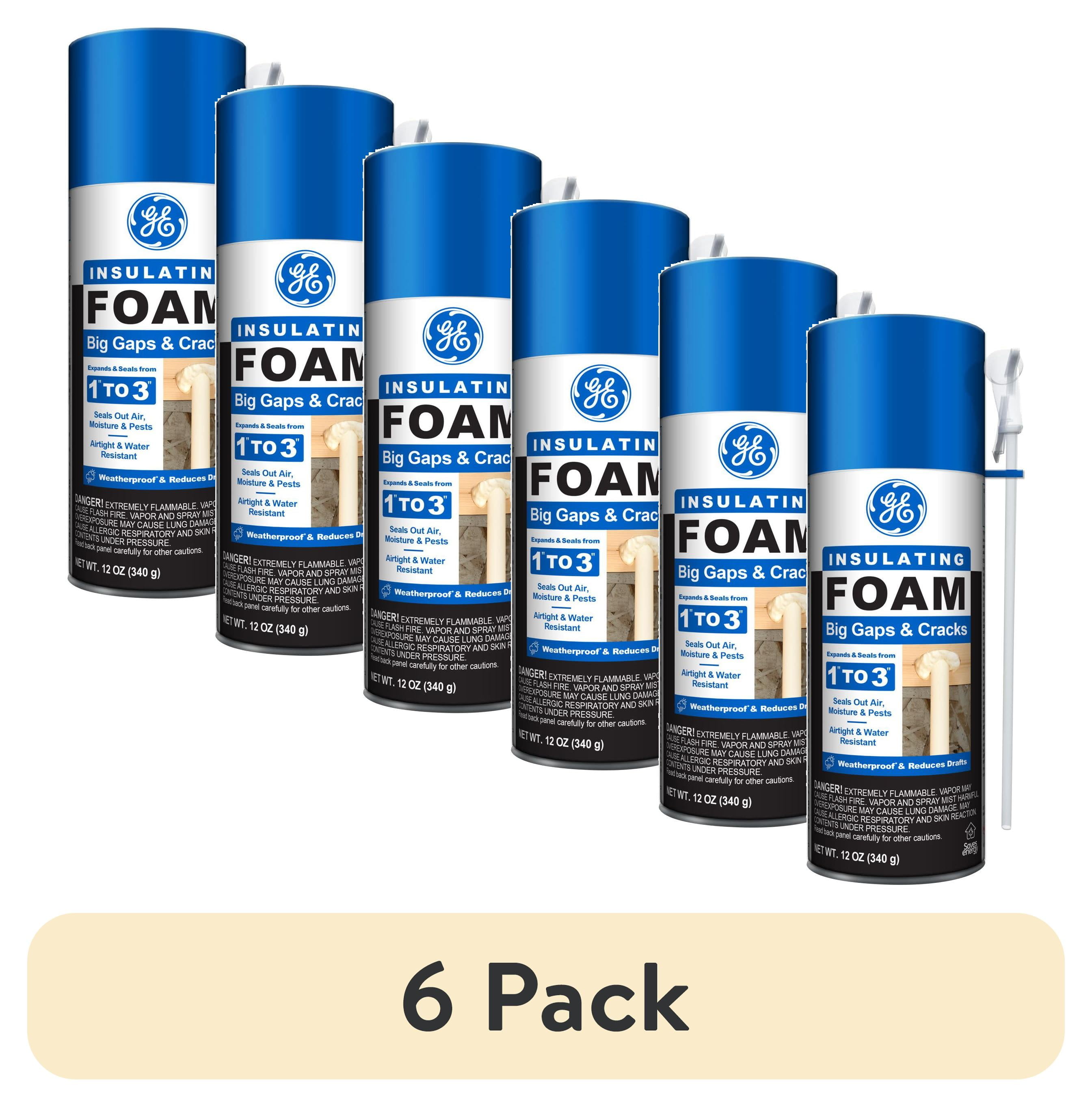 (6 pack) GE Big Gaps & Cracks Insulating Foam, Pack of 1, Yellow 12 oz ...