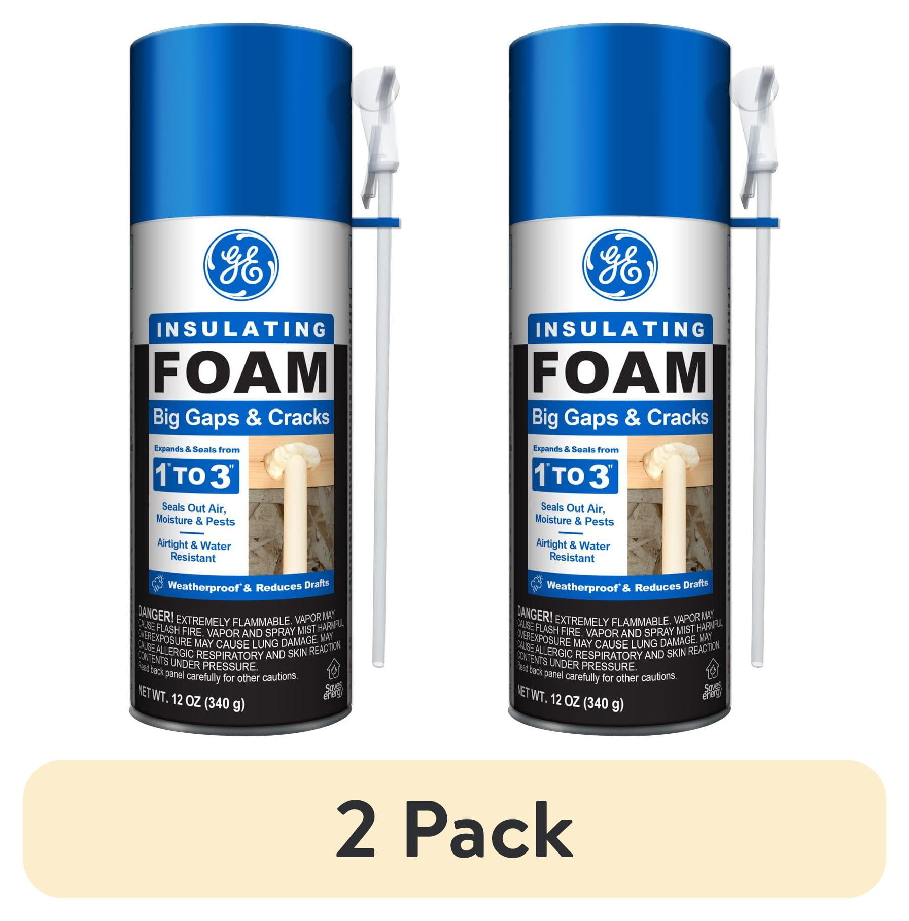 (2 pack) GE Big Gaps & Cracks Insulating Foam, Pack of 1, Yellow 12 oz ...