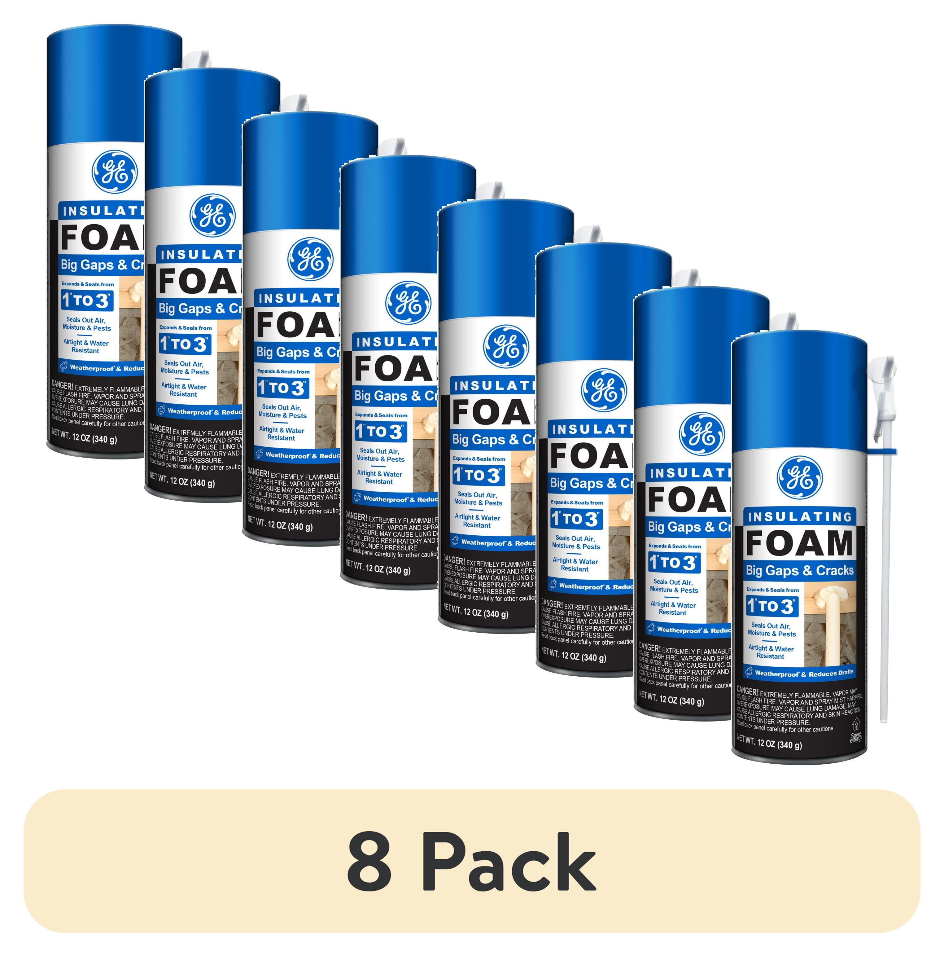 (8 pack) GE Big Gaps & Cracks Insulating Foam, Pack of 1, Yellow 12 oz ...