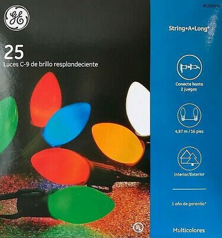 GE C-9 Glow Bright Multicolor Bulb Lights, Indoor/Outdoor, Vintage ...