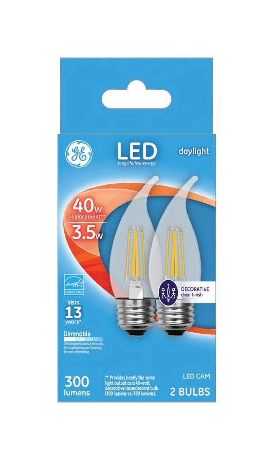 GE C10 CAM LED Bulb Daylight 40 Watt Equivalence 2 pk - Walmart.com