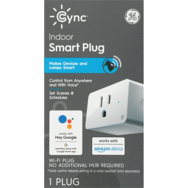 GE CYNC Indoor Smart Plug, Bluetooth and Wi-Fi Smart Outlet Socket ...