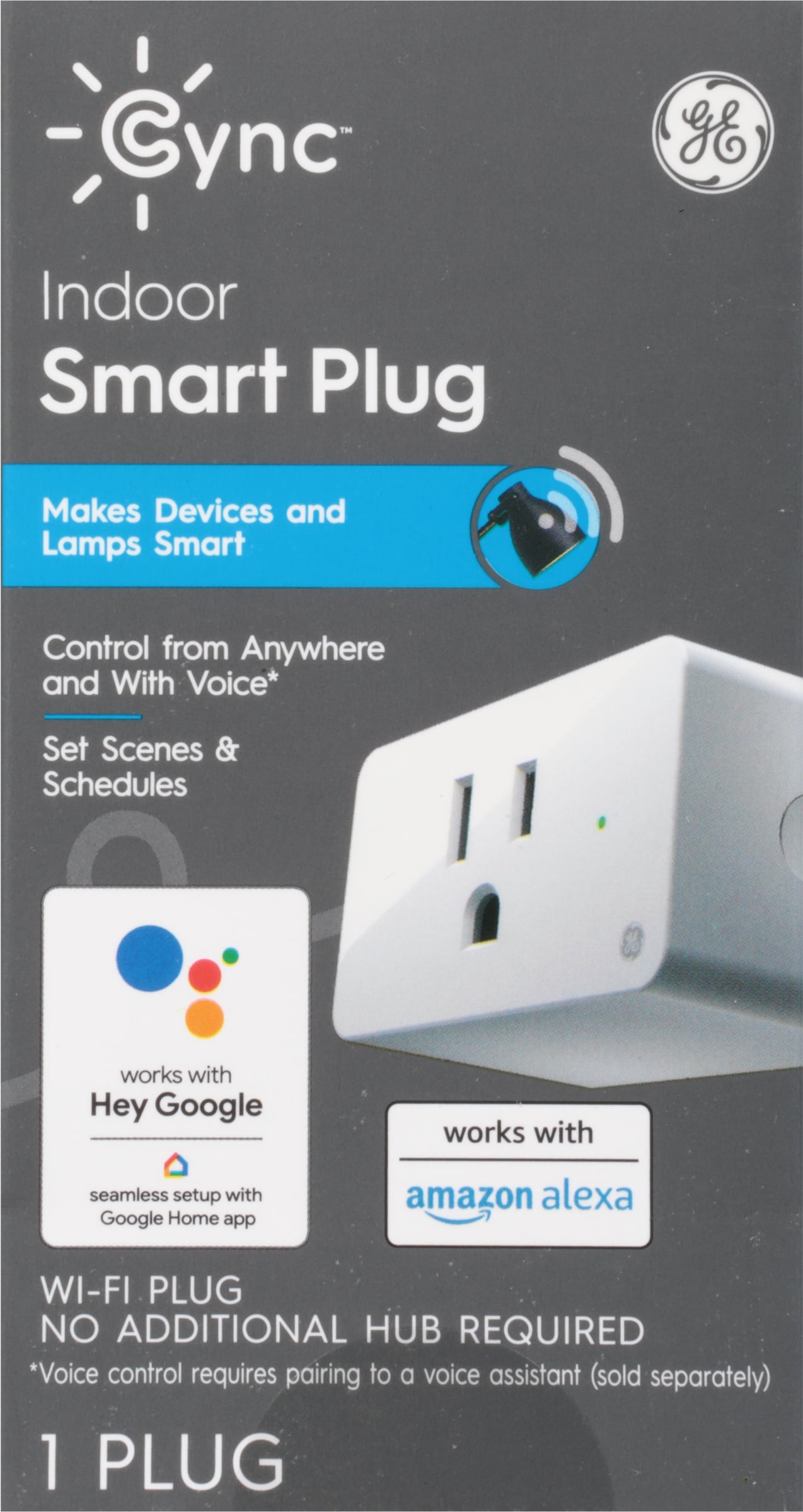 GE CYNC Indoor Smart Plug, Bluetooth and Wi-Fi Smart Outlet Socket ...