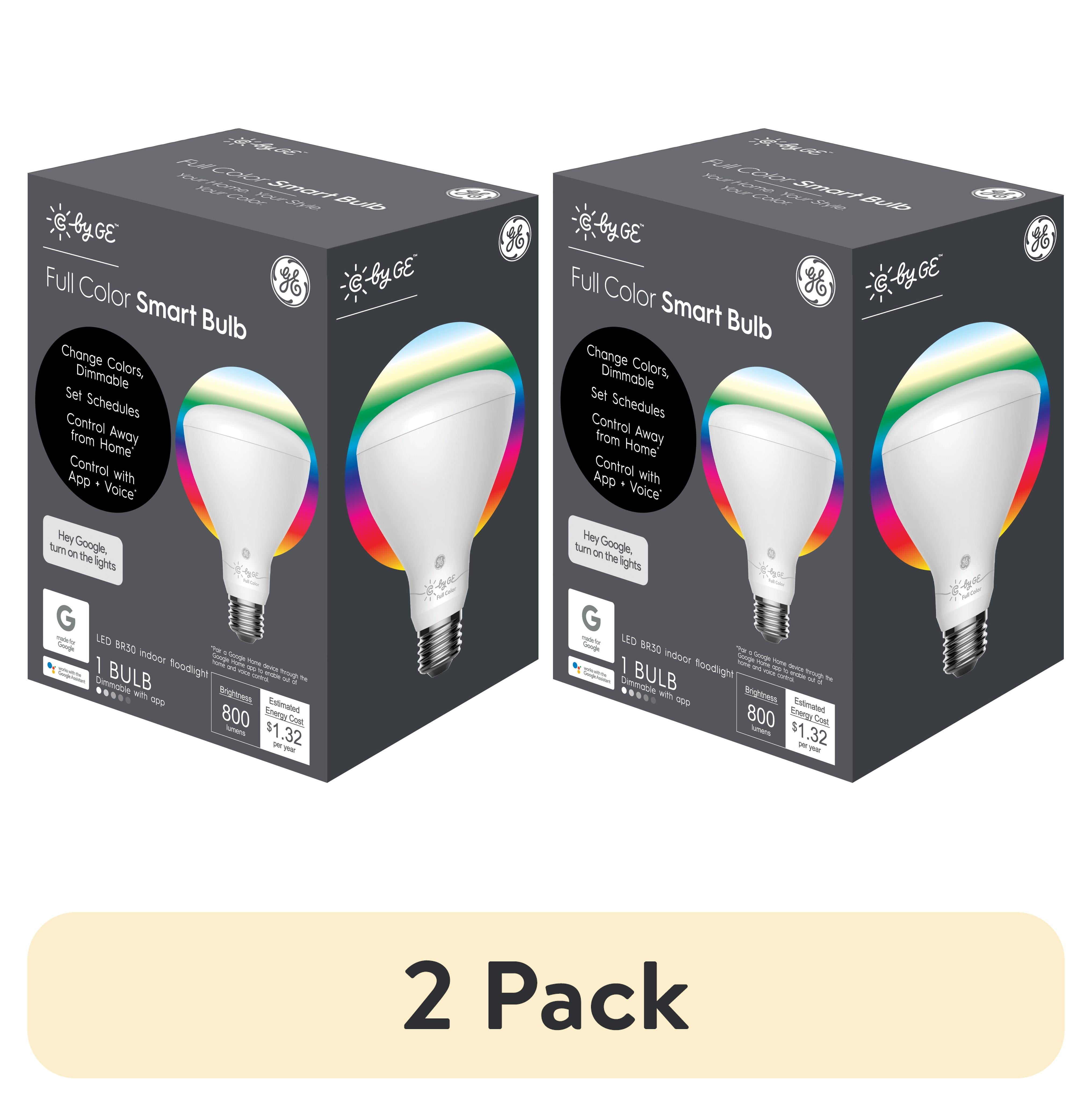 (2 pack) GE CYNC Smart LED Indoor BR30 Floodlight Bulb, Full Color, 180 ...