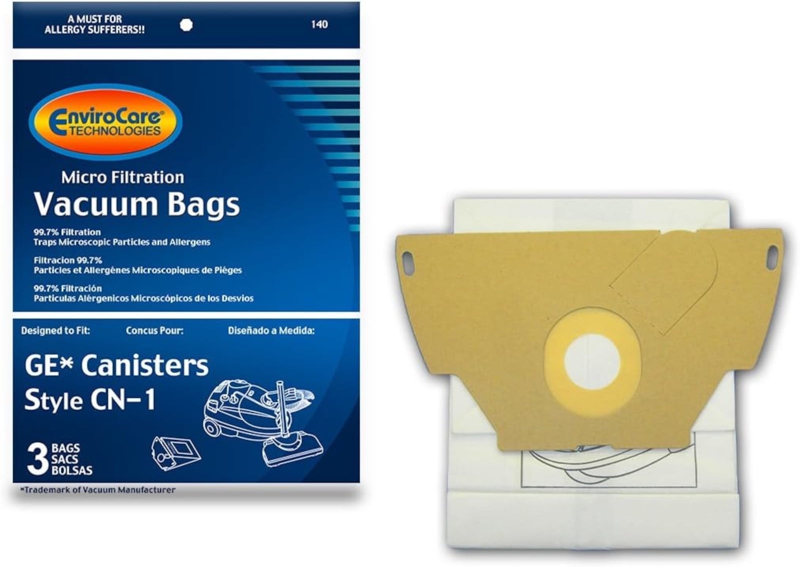 GE Canister Style CN-1 Vacuum Cleaner Bags, EnviroCare Replacement ...