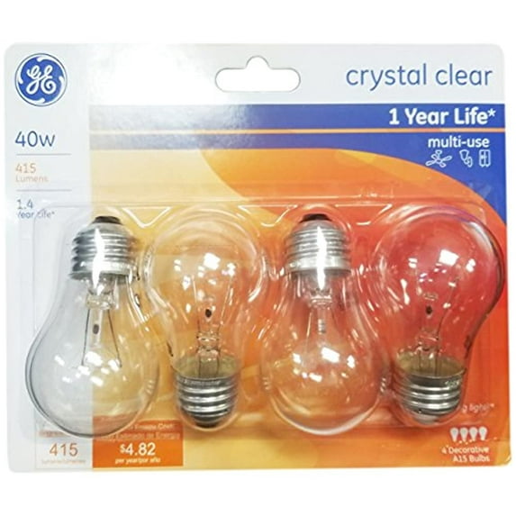 GE Ceiling Fan Bulb, 40W, 4pk - Walmart.com