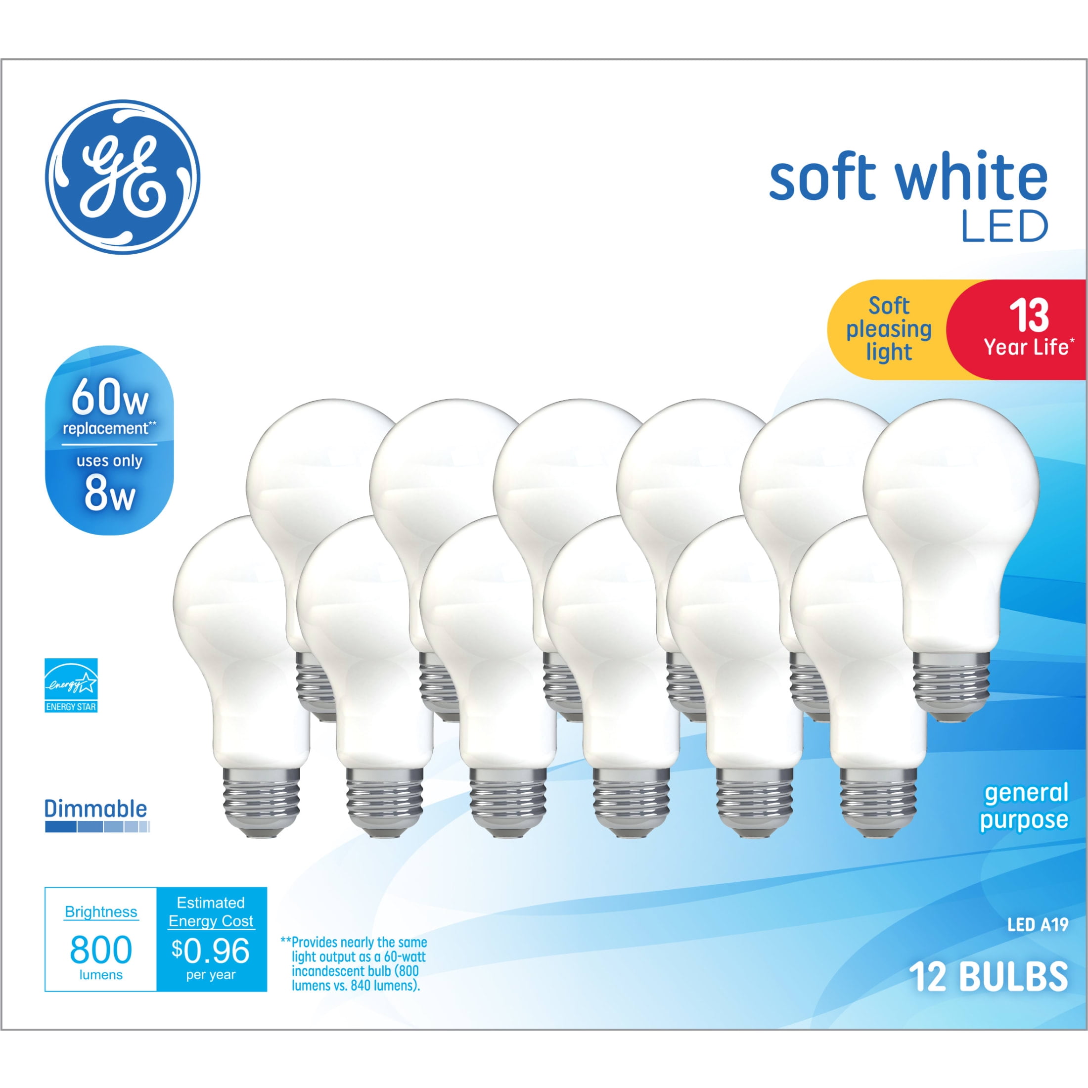 GE Classic LED Light Bulbs, 60 Watt, Soft White, A19 Bulbs, Medium Base ... GE Classic LED Light Bulbs, 60 Watt, Soft White, A19 Bulbs, Medium Base ...
