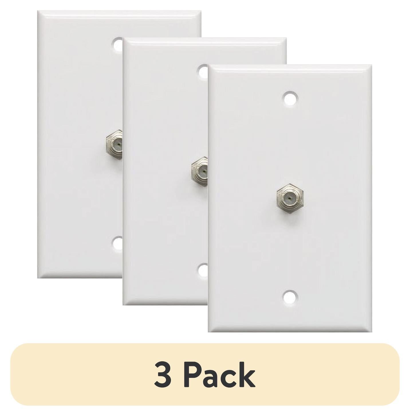 (3 pack) GE Coaxial Wall Plate, F-Type Connection, 1 Port, White, 5in ...