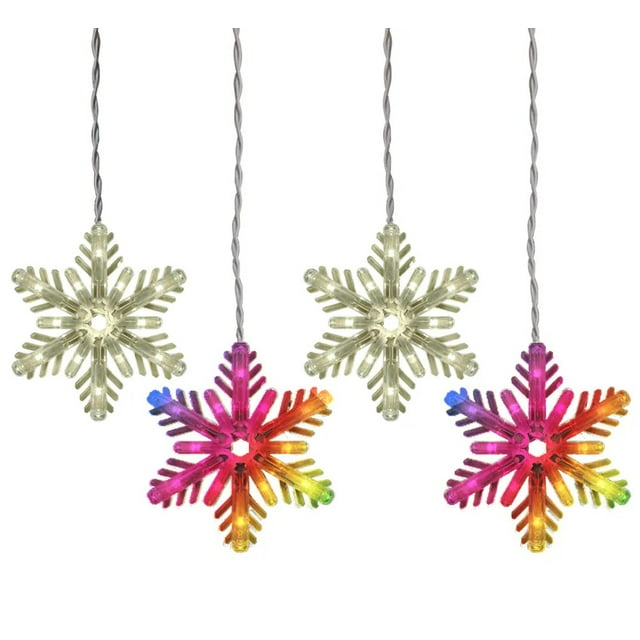 GE Color Choice 8-Ct Dual Color 96 LED Snowflake Icicle Lights Multi ...