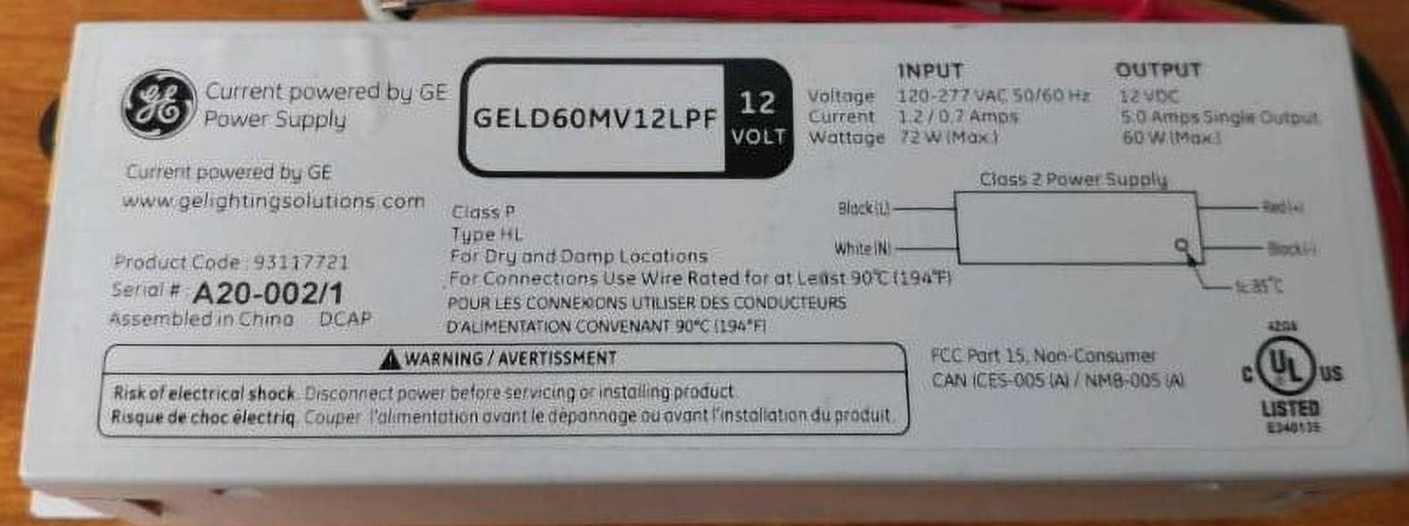 GE Current LED Driver GELD60MV12LPF Indoor Constant Voltage LED Driver ...