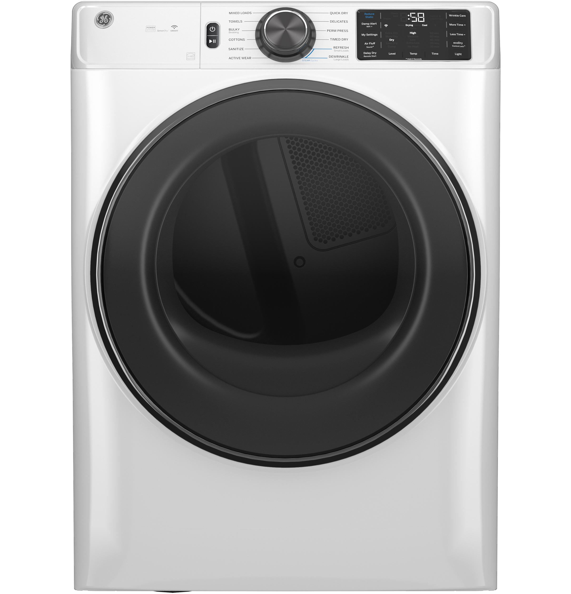 GE 28In Wide Large Capacity Full Size Electric Clothes Dryer 7.8 CuFt ...