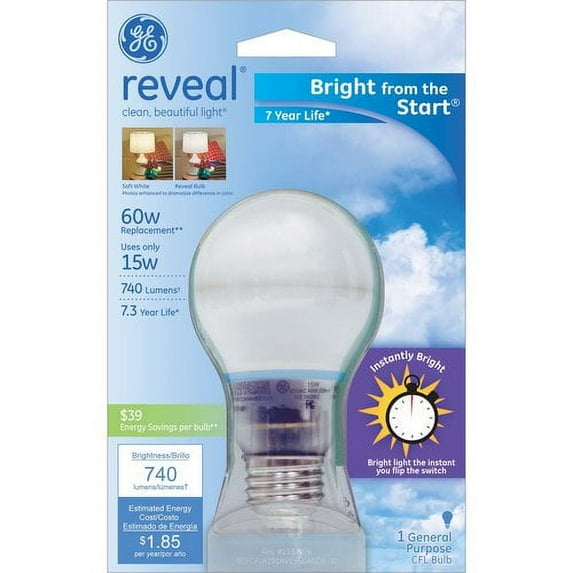 GE Energy Smart 15W CFL Bright from the Start Reveal Bulb 1-pack ...