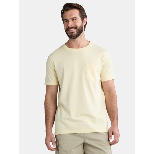 George Men's Garment Wash Crewneck Pocket Tee with Short Sleeves, Size ...