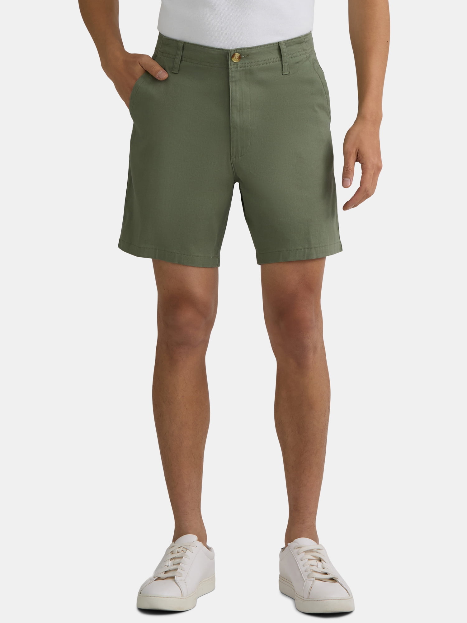 George Men's & Big Men's Stretch Twill Flat Front Shorts, 9” Inseam ...