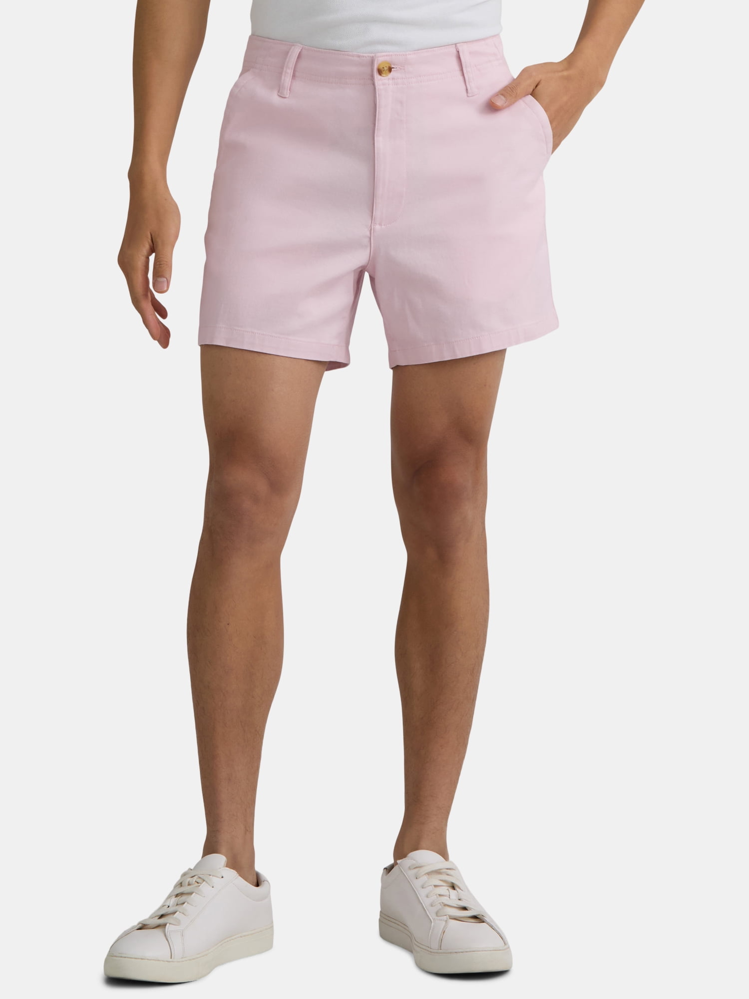 George Men’s & Big Men's Stretch Twill Flat Front Shorts, 5” Inseam ...