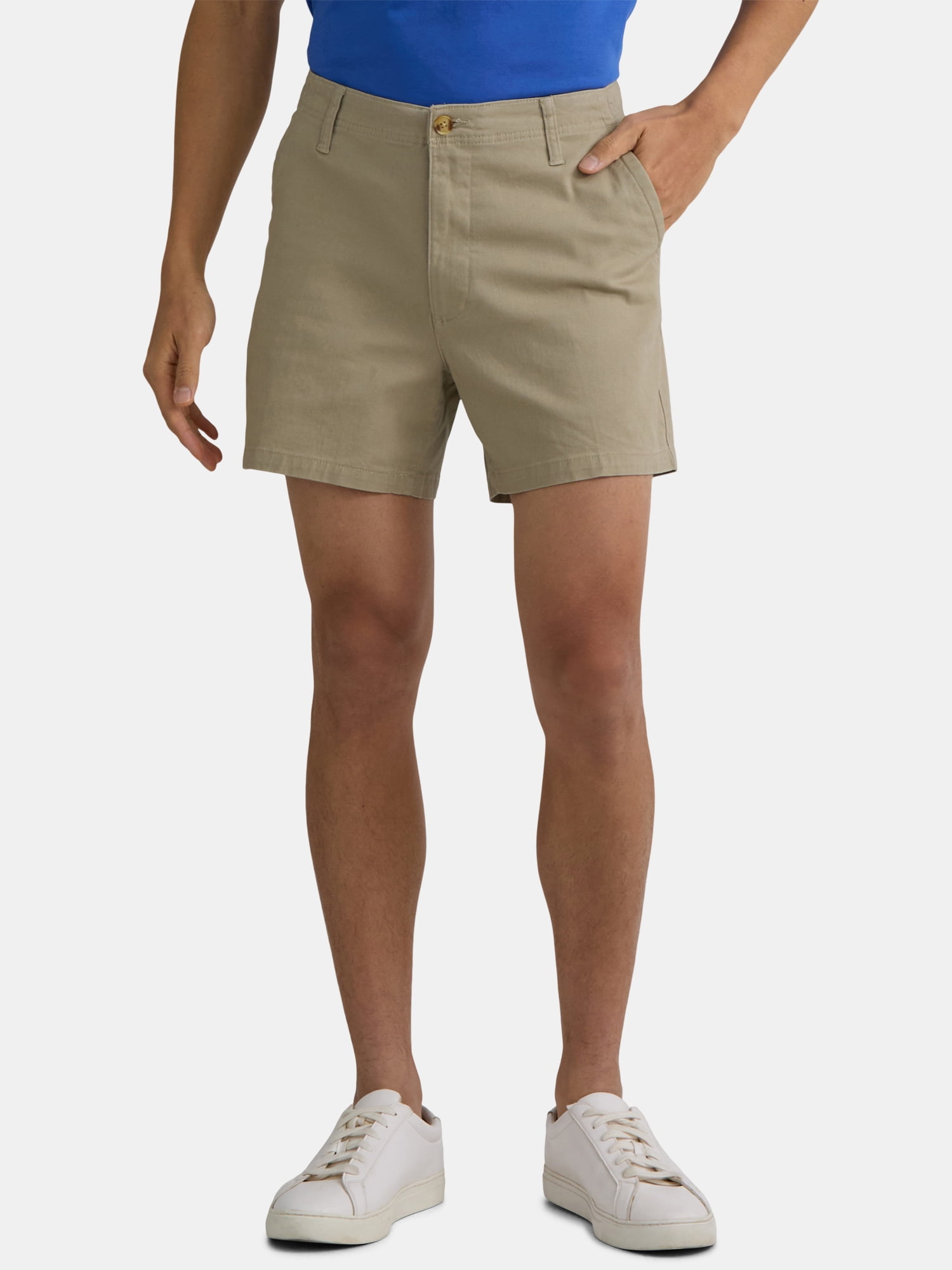 George Men’s & Big Men's Stretch Twill Flat Front Shorts, 5” Inseam ...