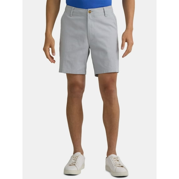 George Men’s & Big Men’s Stretch Twill Flat Front Shorts, 7” Inseam ...