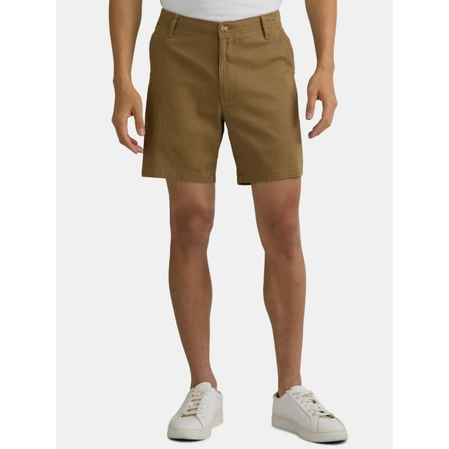 George Men’s & Big Men’s Stretch Twill Flat Front Shorts, 7” Inseam ...