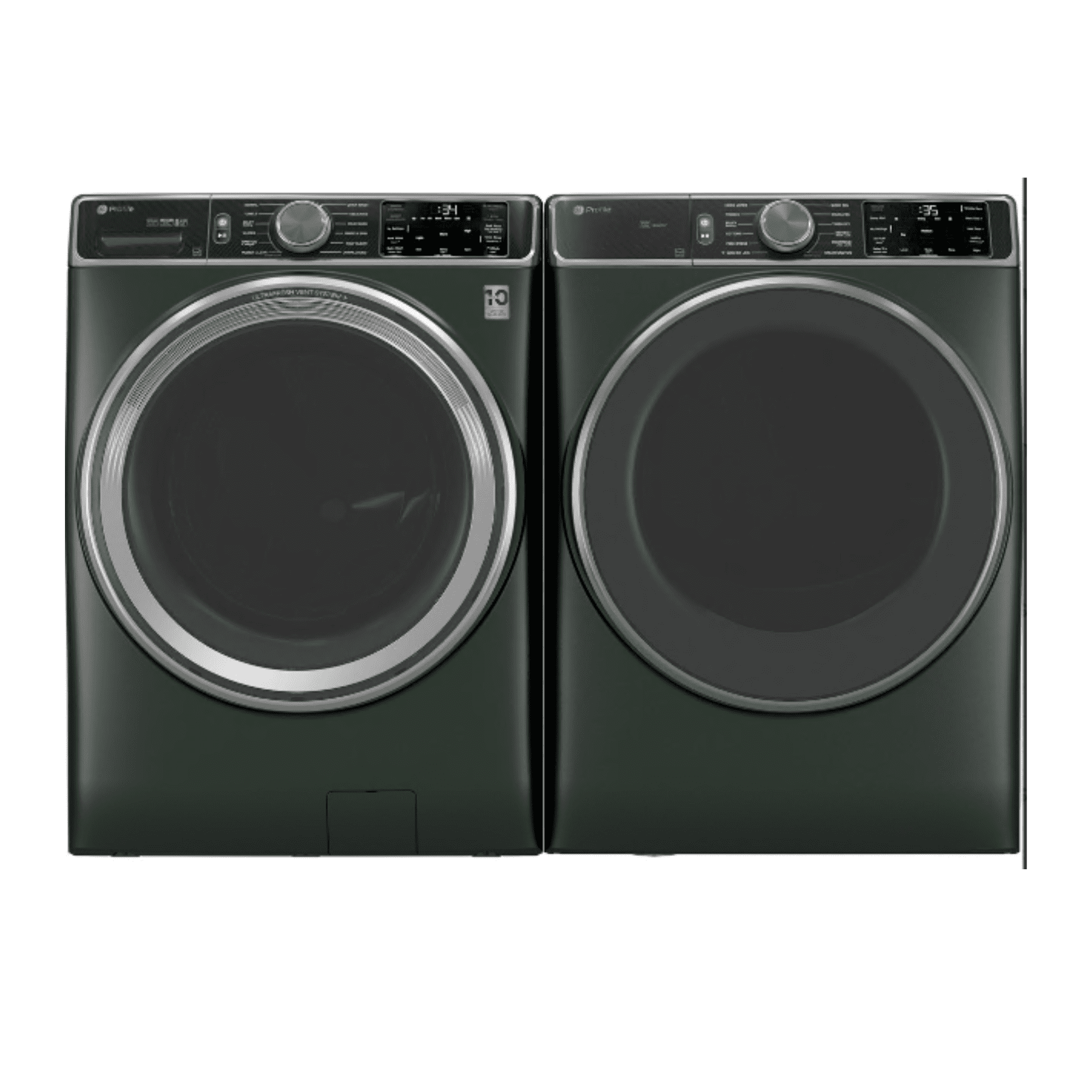 GE Side by side Front Load Washer and Electric Dryer Set - Includes ...