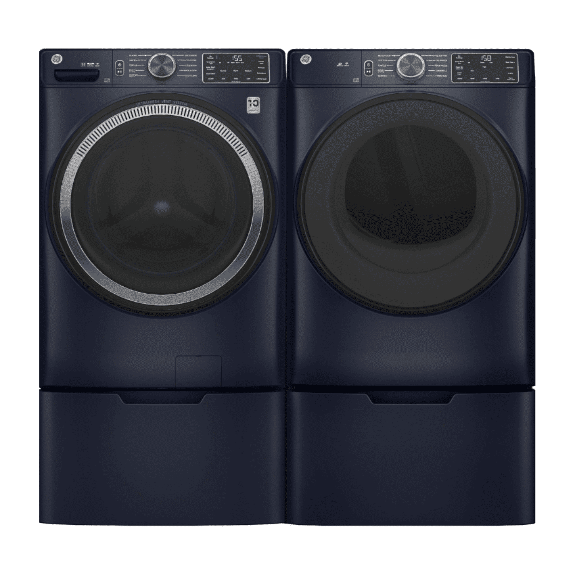 GE Front Load on Pedestal Washer andElectric Dryer Set - Includes ...