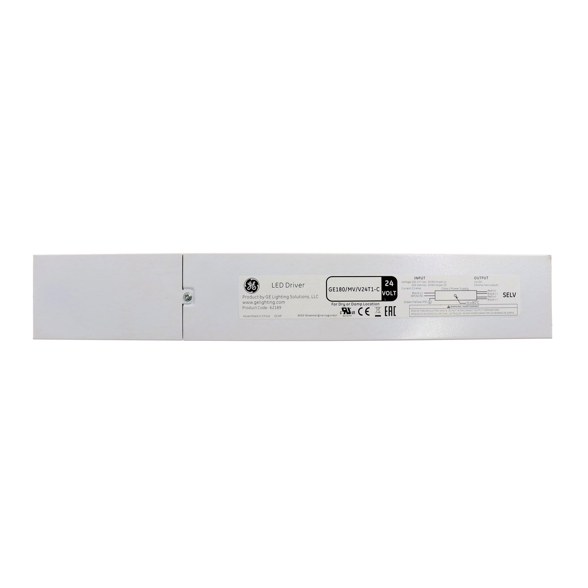 GE GE180/MV/V24T1-C 62189 Dual Output LED Driver, 24VDC, 180W, 100-277V ...