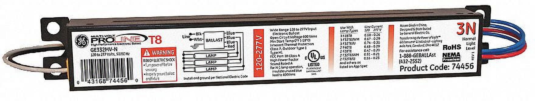 GE GE332MV-N Proline Fluorescent Electronic Ballast, 3-Lamp, T8/T12 ...