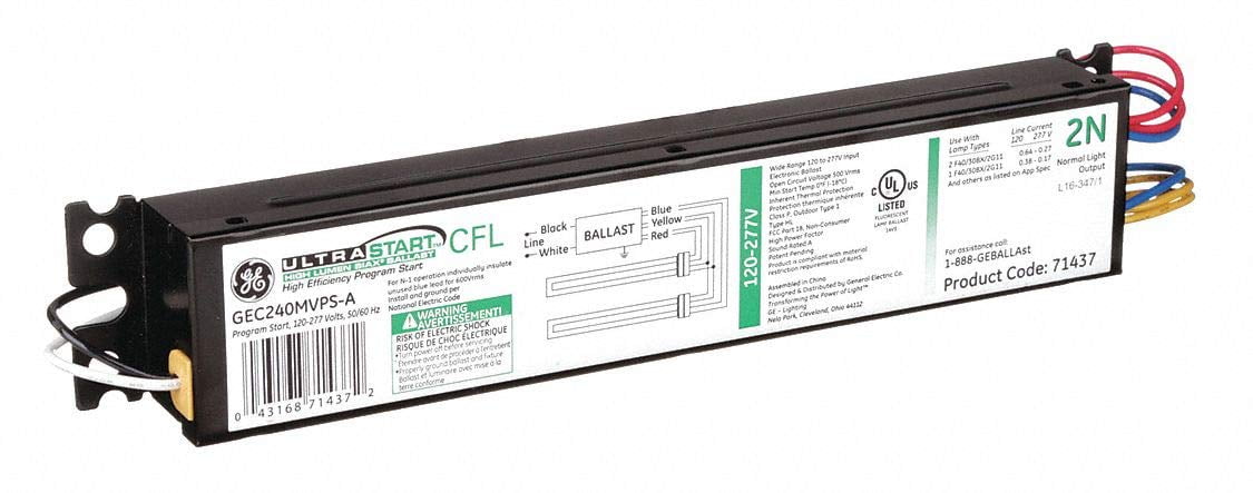 GE GEC240MVPS-A 71437 High-Lumen Fluorescent Biax Ballast, 2-Lamp, F40 ...