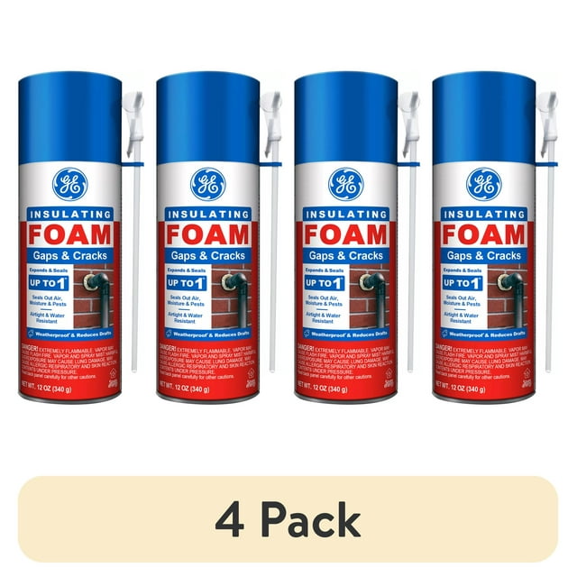 (4 pack) GE Gaps & Cracks Insulating Foam, Pack of 1, Yellow 12 oz Can - Walmart.com
