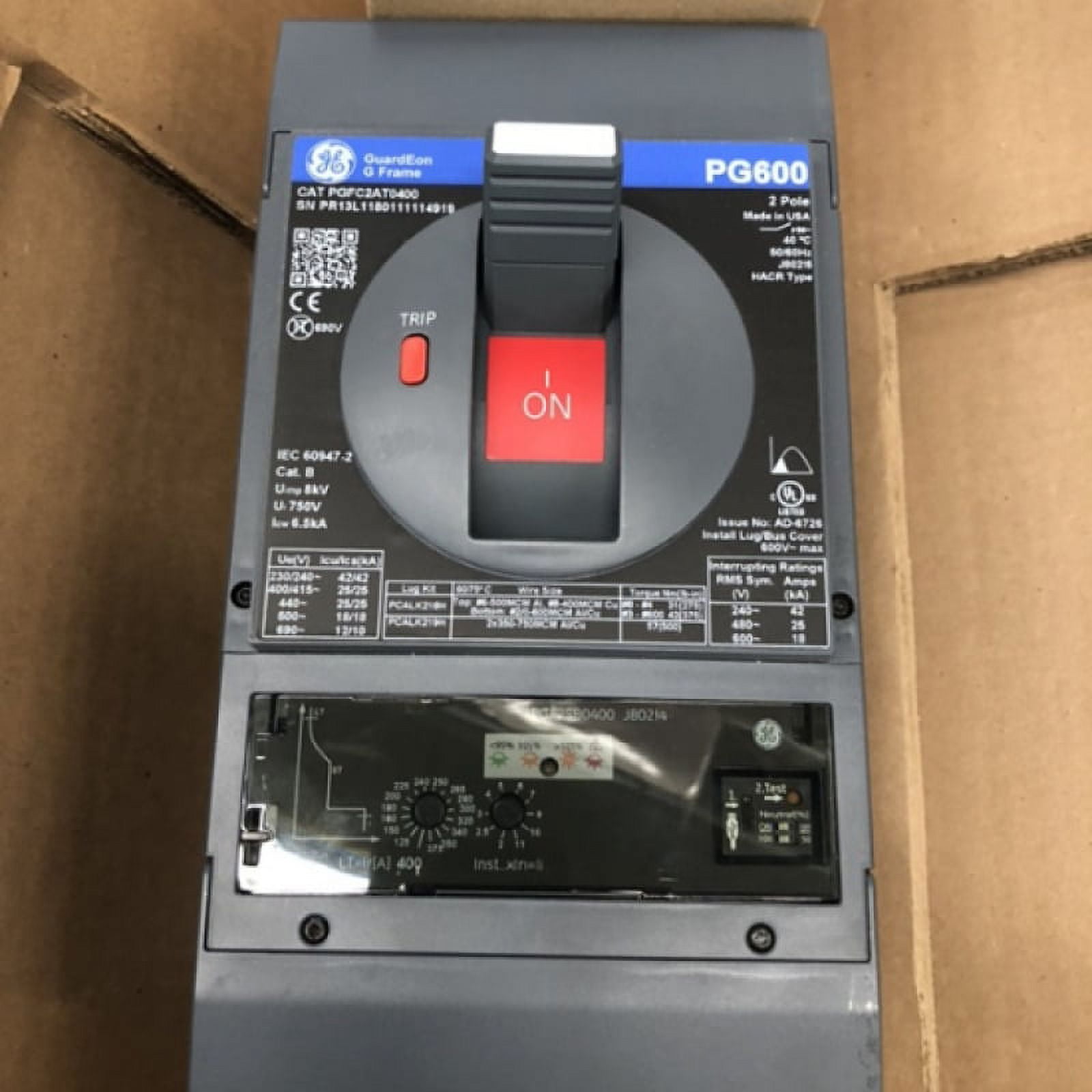 GE GuardEon G Frame PG600 2-Pole Moulded Case Circuit Breaker ...