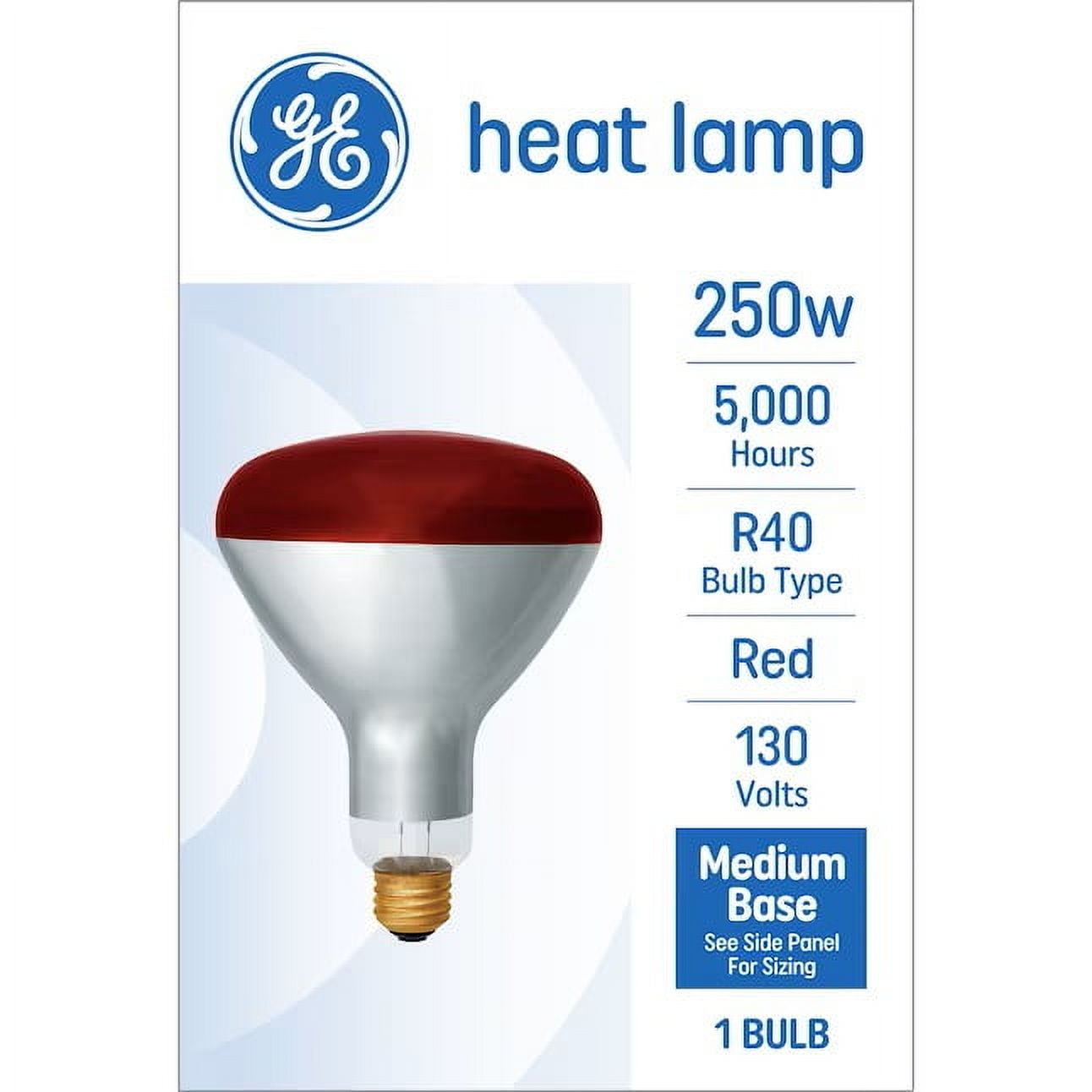 GE Heat Lamp 250-Watt EQ R40 Red Medium Base (e-26) Dimmable ...