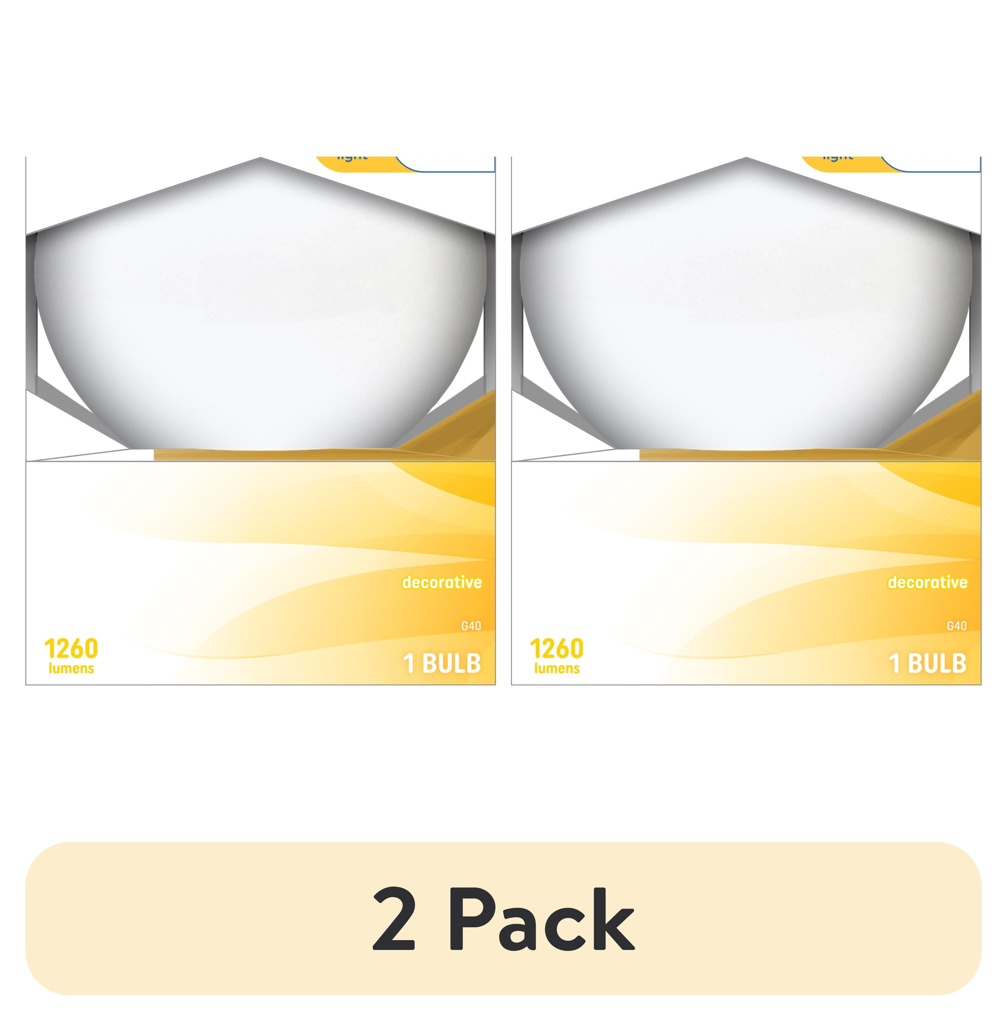 (2 pack) GE Incandescent Light Bulbs, 100 Watt, G40 Globe Bulbs, Medium ...