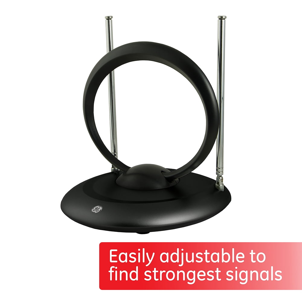 GE Indoor HDTV Antenna, 30-mile Range, VHF UHF 1080P 4K, Black, 33694 ...