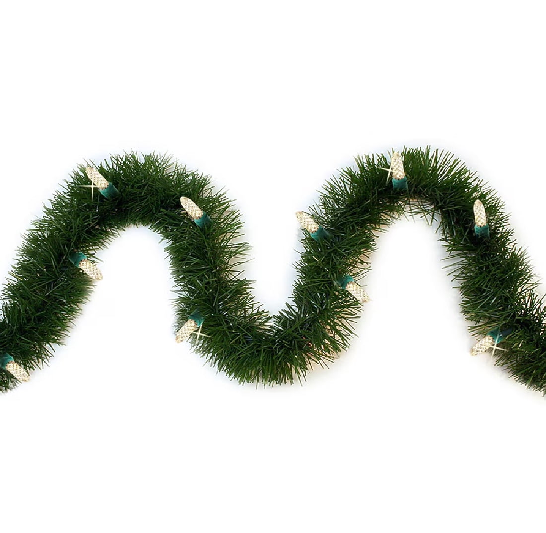 GE Indoor or Outdoor Pre-lit Electrical Outlet 18-ft Pine Garland with ...