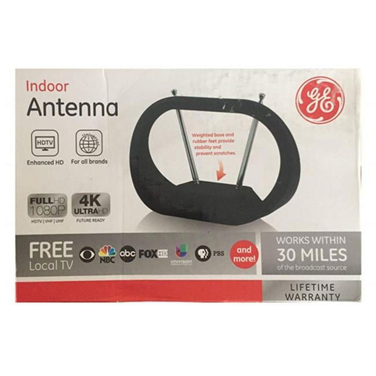 GE Jasco 7.72 in. Black UHF & VHF HD Modern Loop Passive Indoor Antenna - Walmart.com