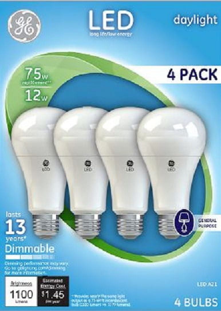 GE LED 12W Daylight General Purpose, A21 Medium Base, Dimmable, 4pk ...