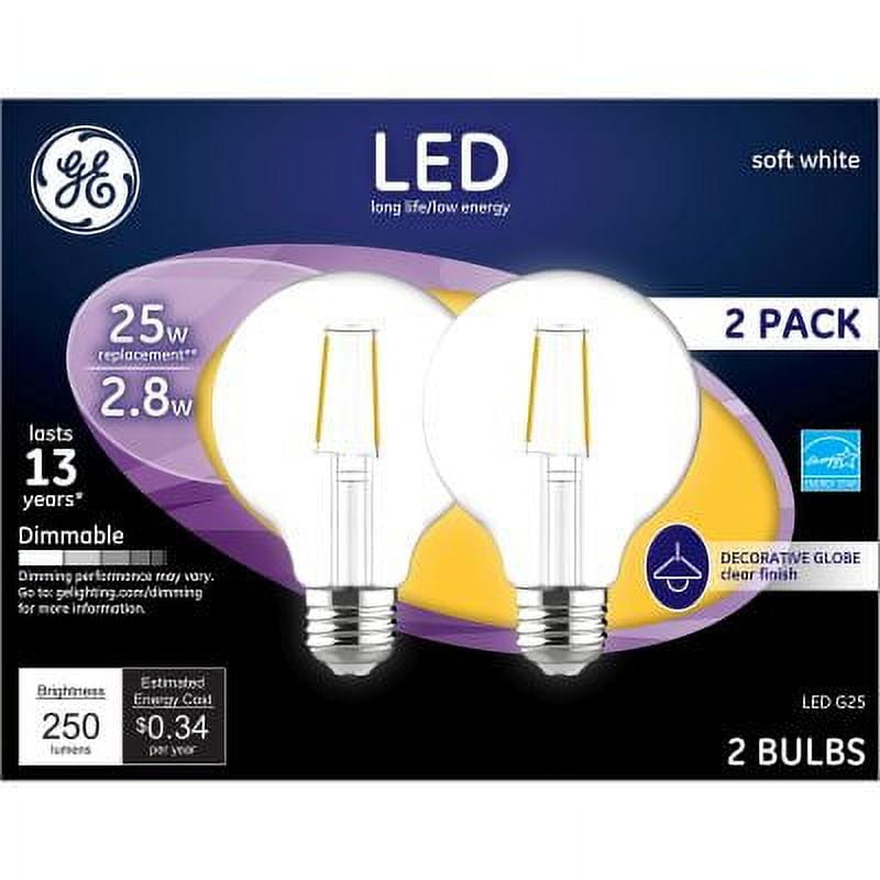 GE LED 25W SW CLEAR G25 2PK - Walmart.com