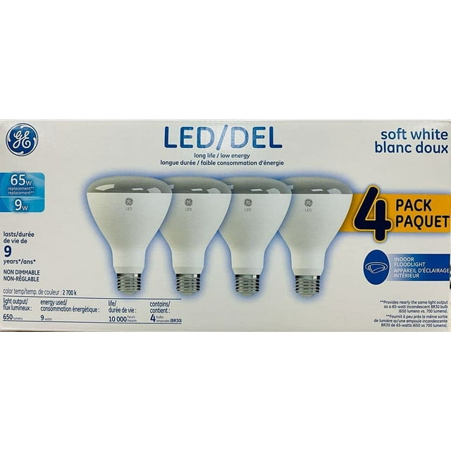 GE LED 65W Replacement BR30 Soft White Flood Light 2700k (4-pk ...