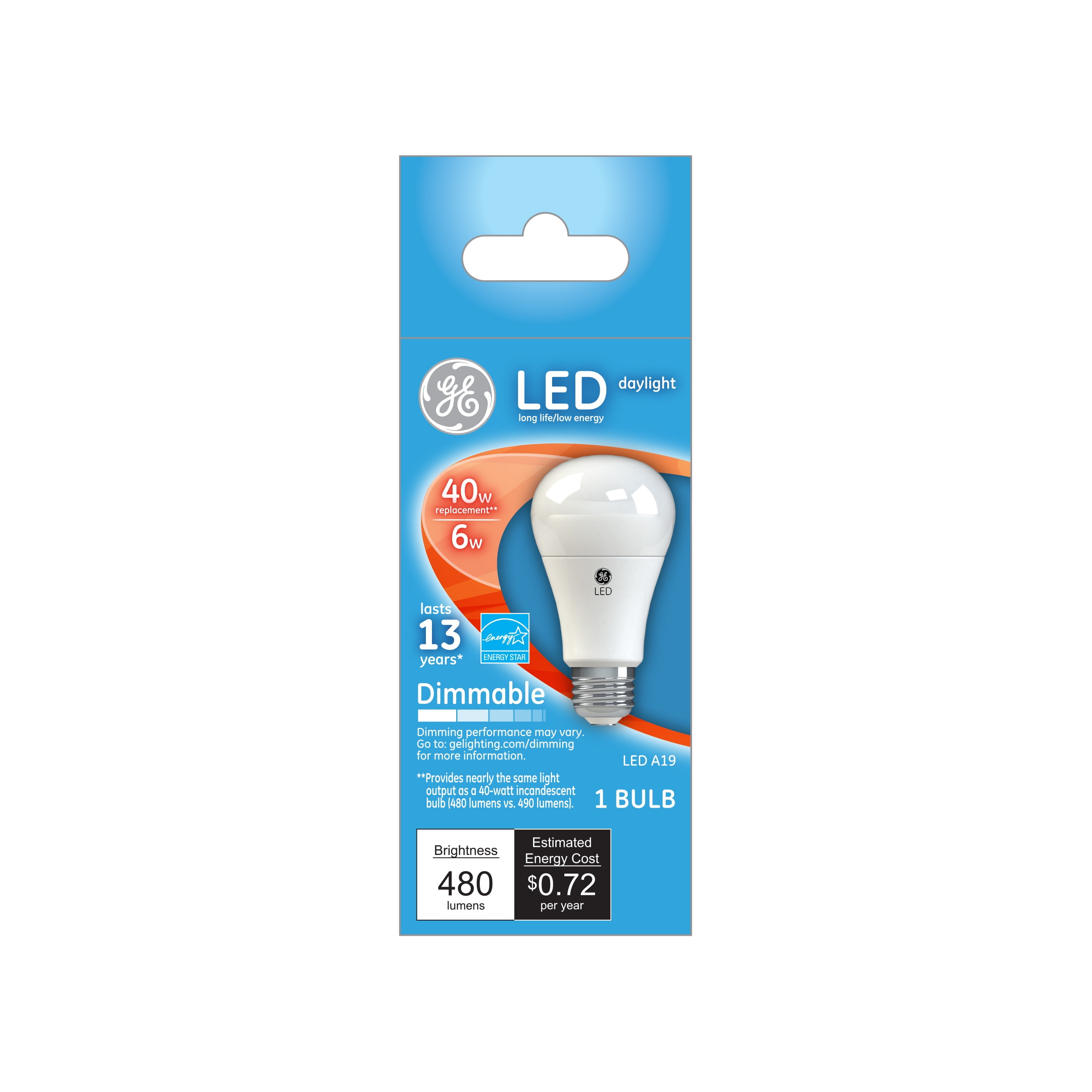 GE LED 6W Daylight General Purpose Light Bulb 1pk - Walmart.com