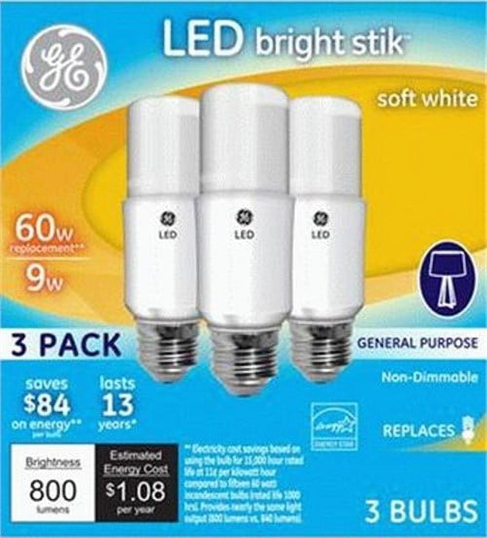 GE LED Bright Stik Light Bulbs, 60 Watt Replacement, 800 Lumen, Soft ...