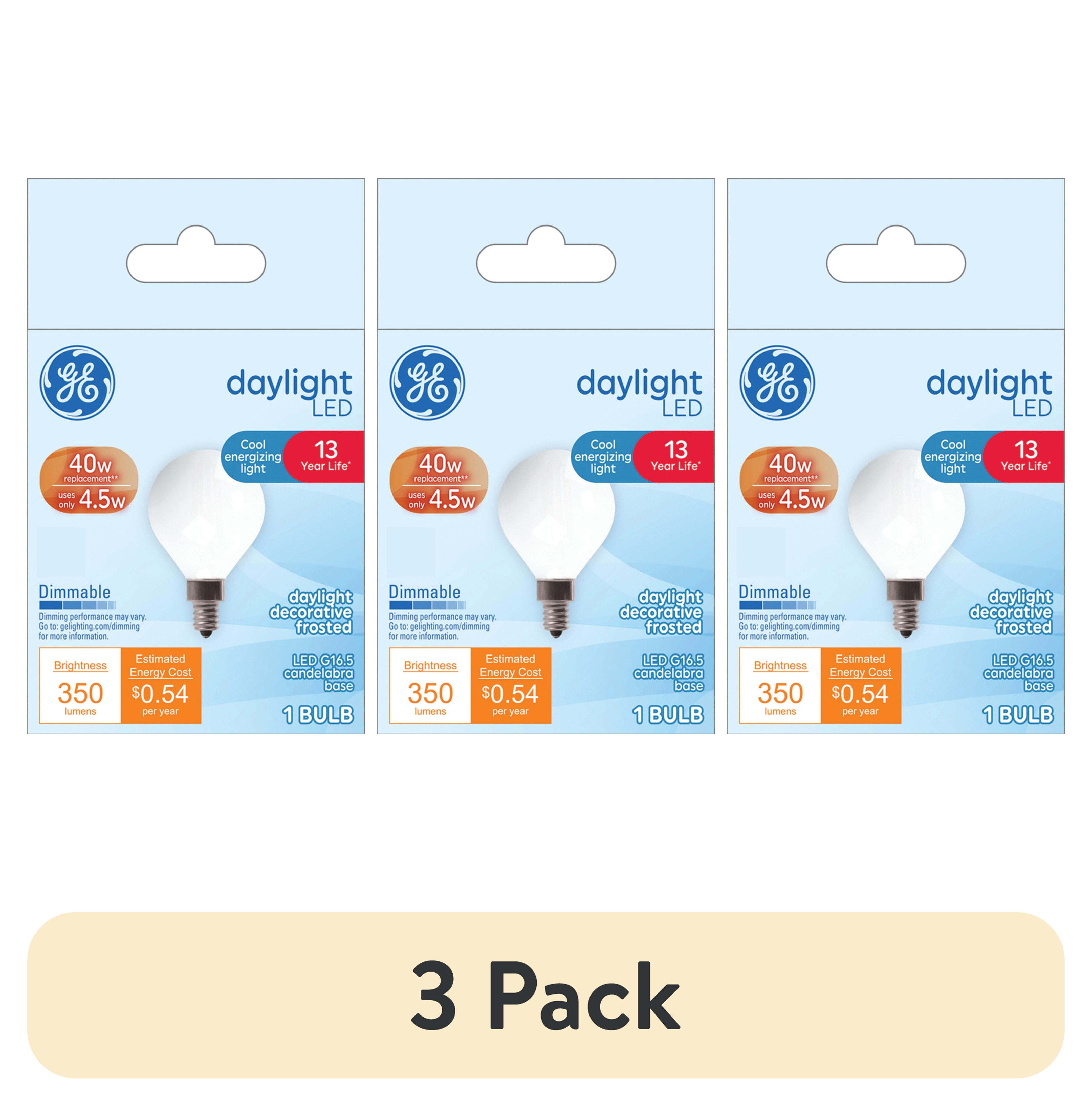 (3 pack) GE LED Light Bulb, 40 Watt, Daylight, G16.5 Globe Bulb, Small ...