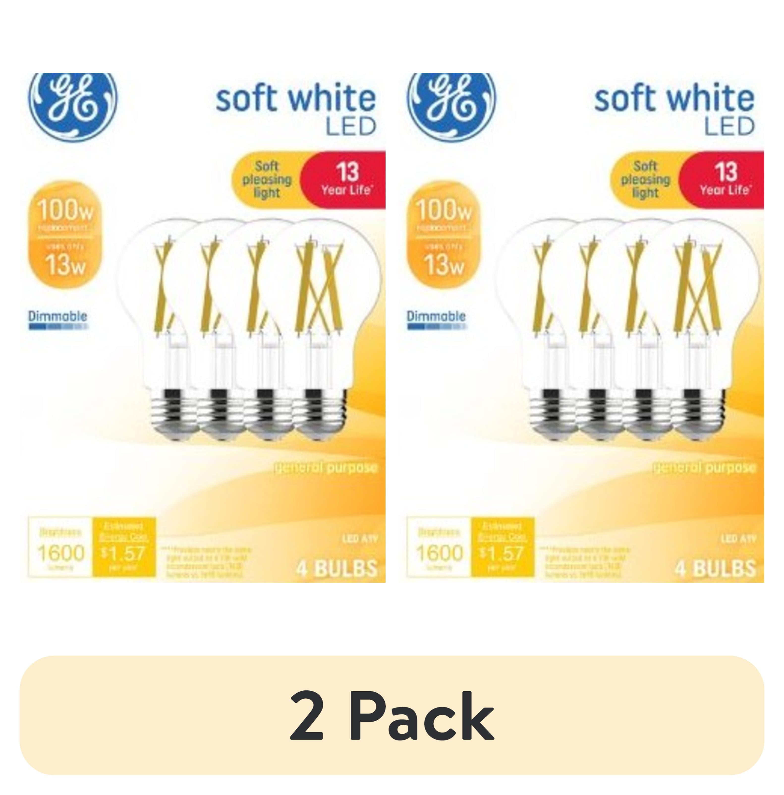(2 pack) GE LED Light Bulbs, 100 Watt, Soft White, A19 Bulbs, Medium ...