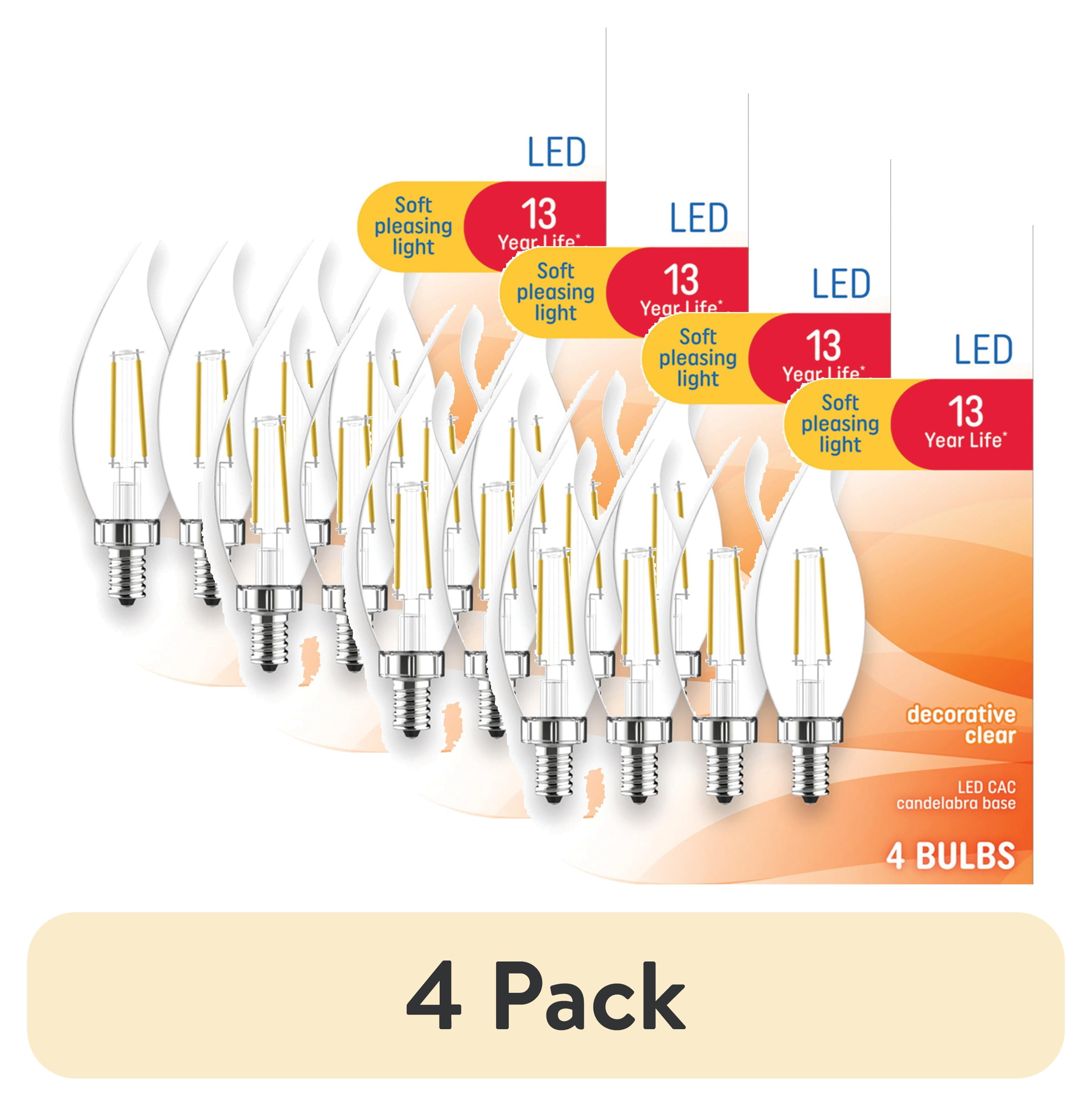 (4 pack) GE LED Light Bulbs, 40 Watts, Soft White, CA11 Bulbs, 13yr ...