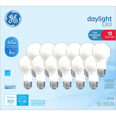 Great Value 18 Year LED Light Bulbs A19 40 Watts Equivalent, E26 ...