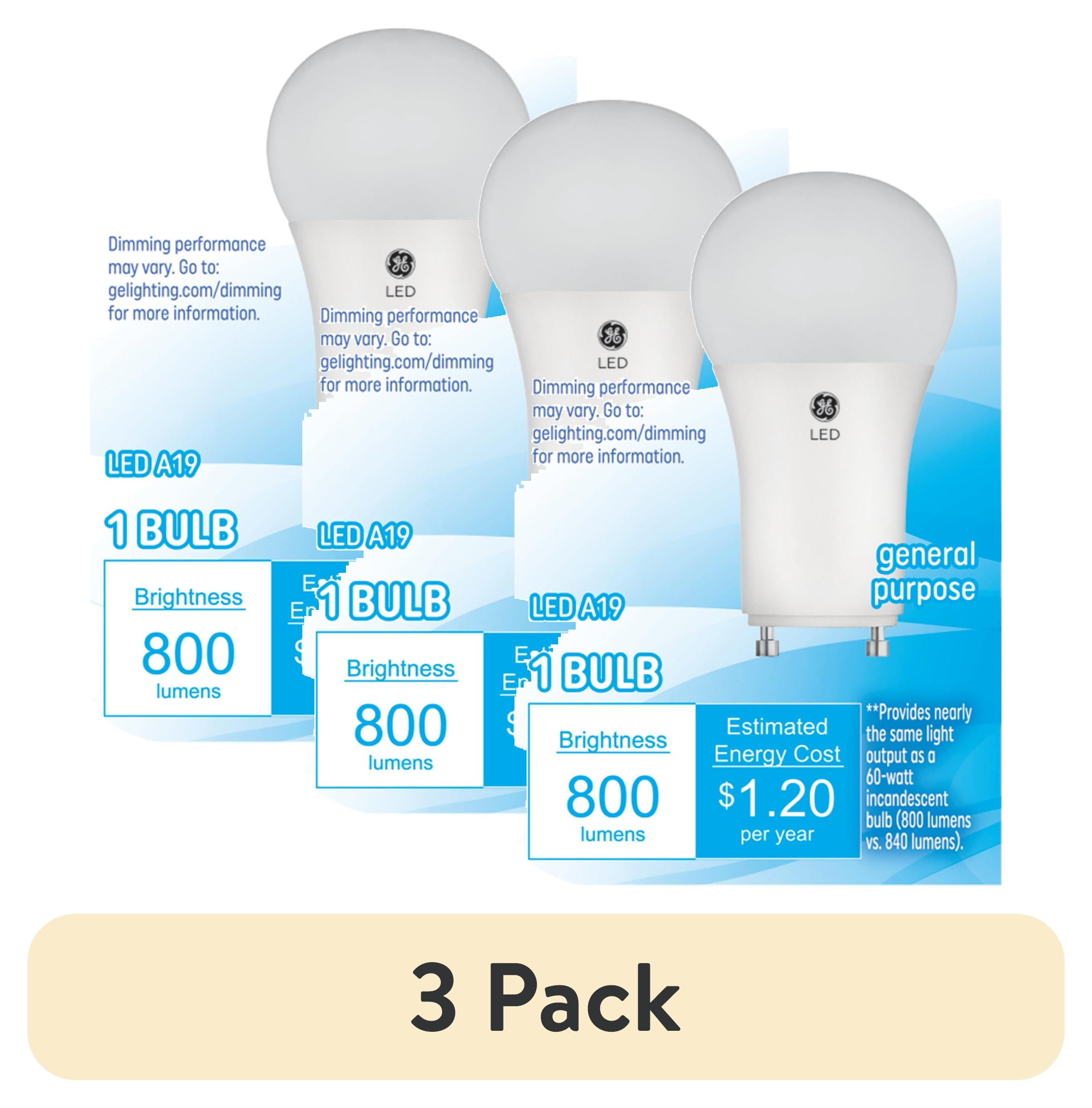 (3 pack) GE LED Light Bulbs, 60 Watt, Soft White, A19 Bulb, Medium Base ...