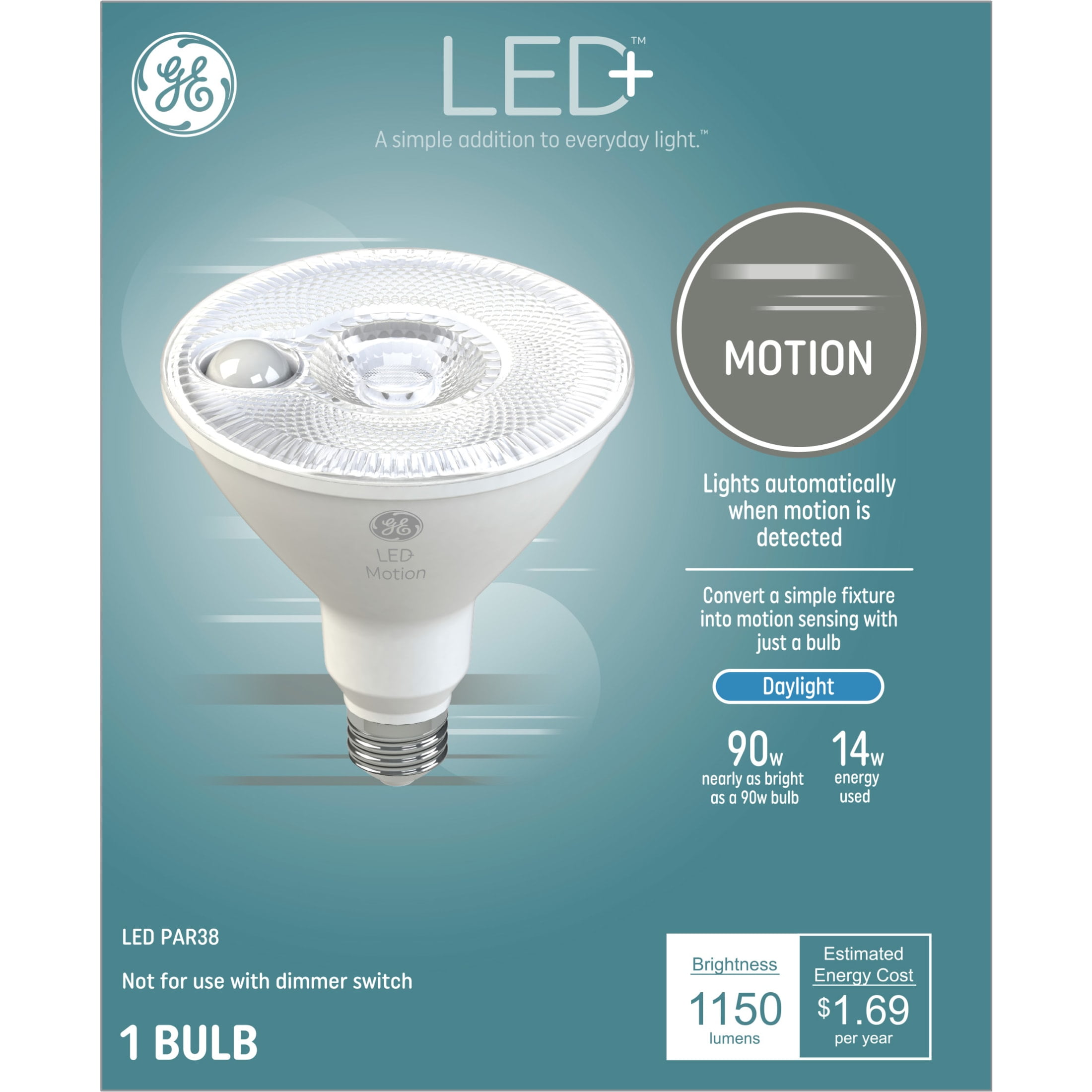 GE LED+ Motion LED Light Bulb, 90 Watt, Daylight, PAR38 Floodlight ...