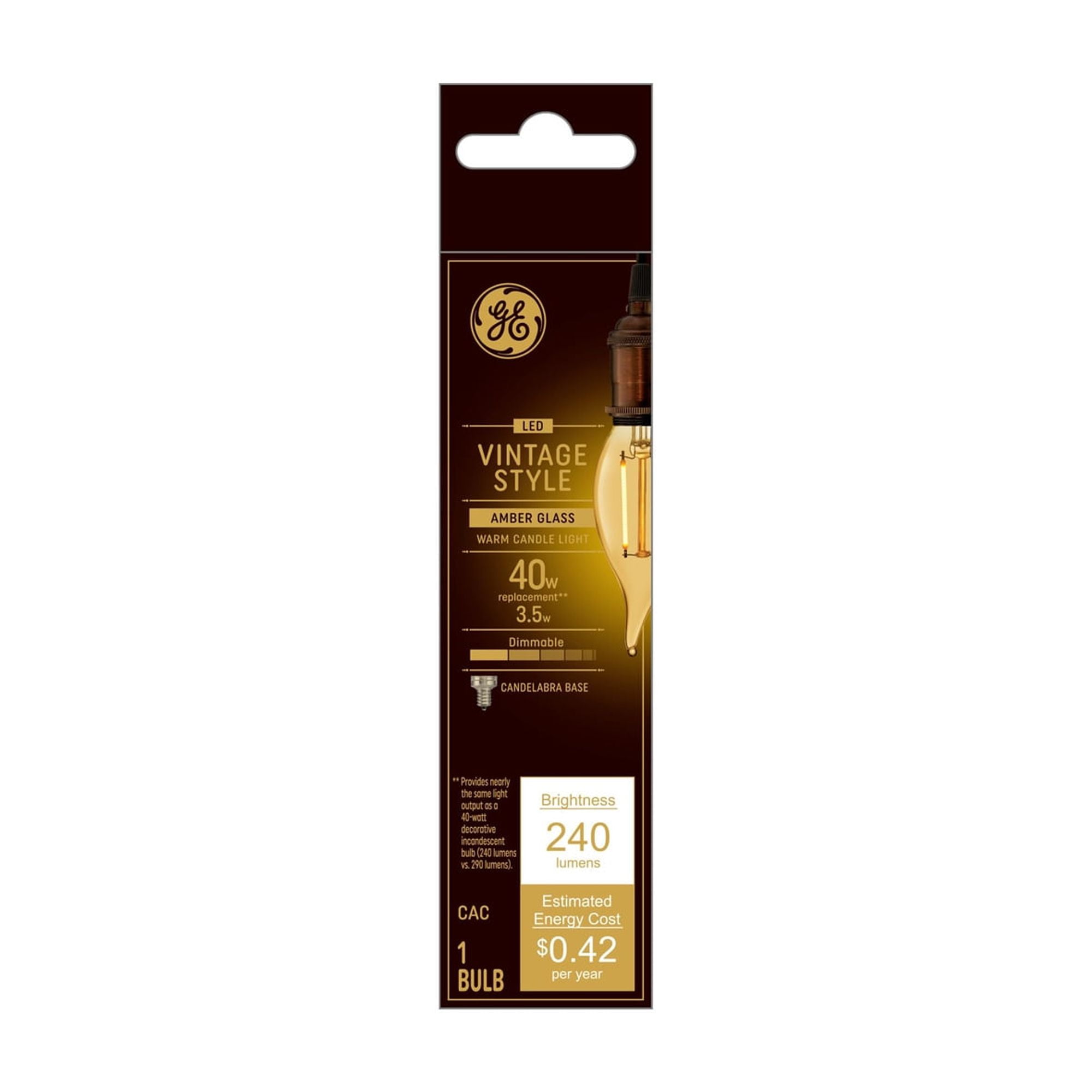 GE LED Vintage Chandelier CAC 40W Bulb (Pack of 8) - Walmart.com