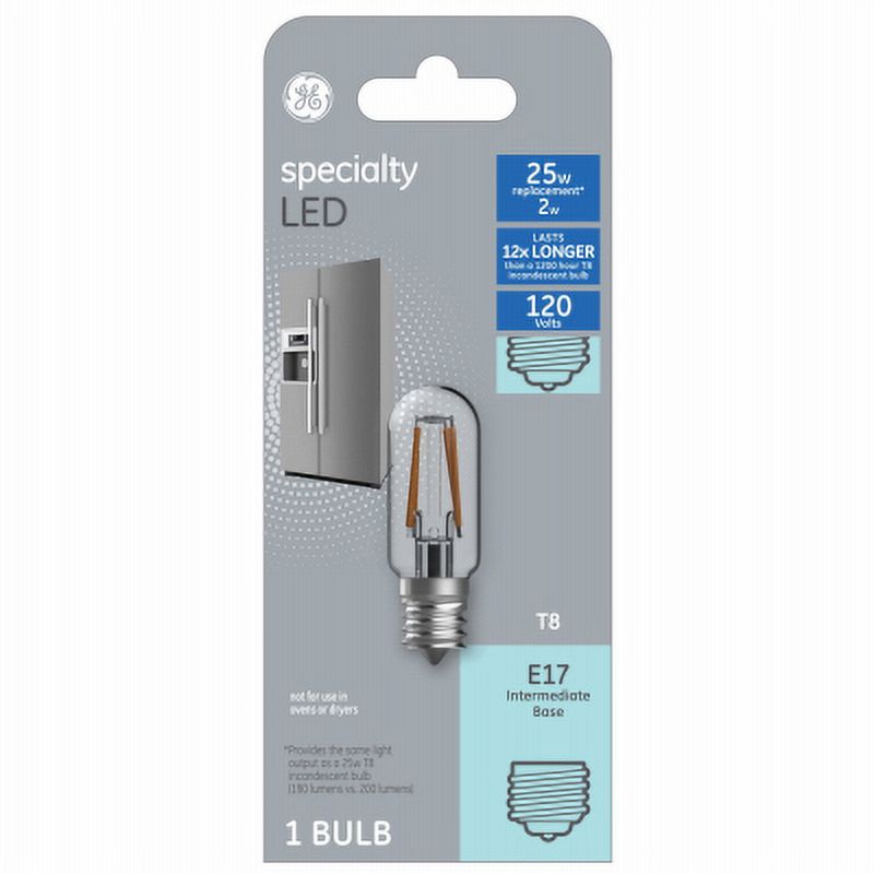 GE LED2T8/E17/SW-OT1 2W Warm White Light Color Frosted Bulb Color, Each ...