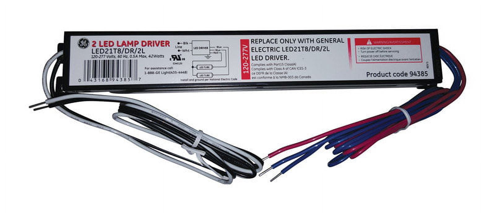 GE LIGHTING LED21T8/DR/1L LED Driver,18W,27 to 33VDC,9-1/2 in ...