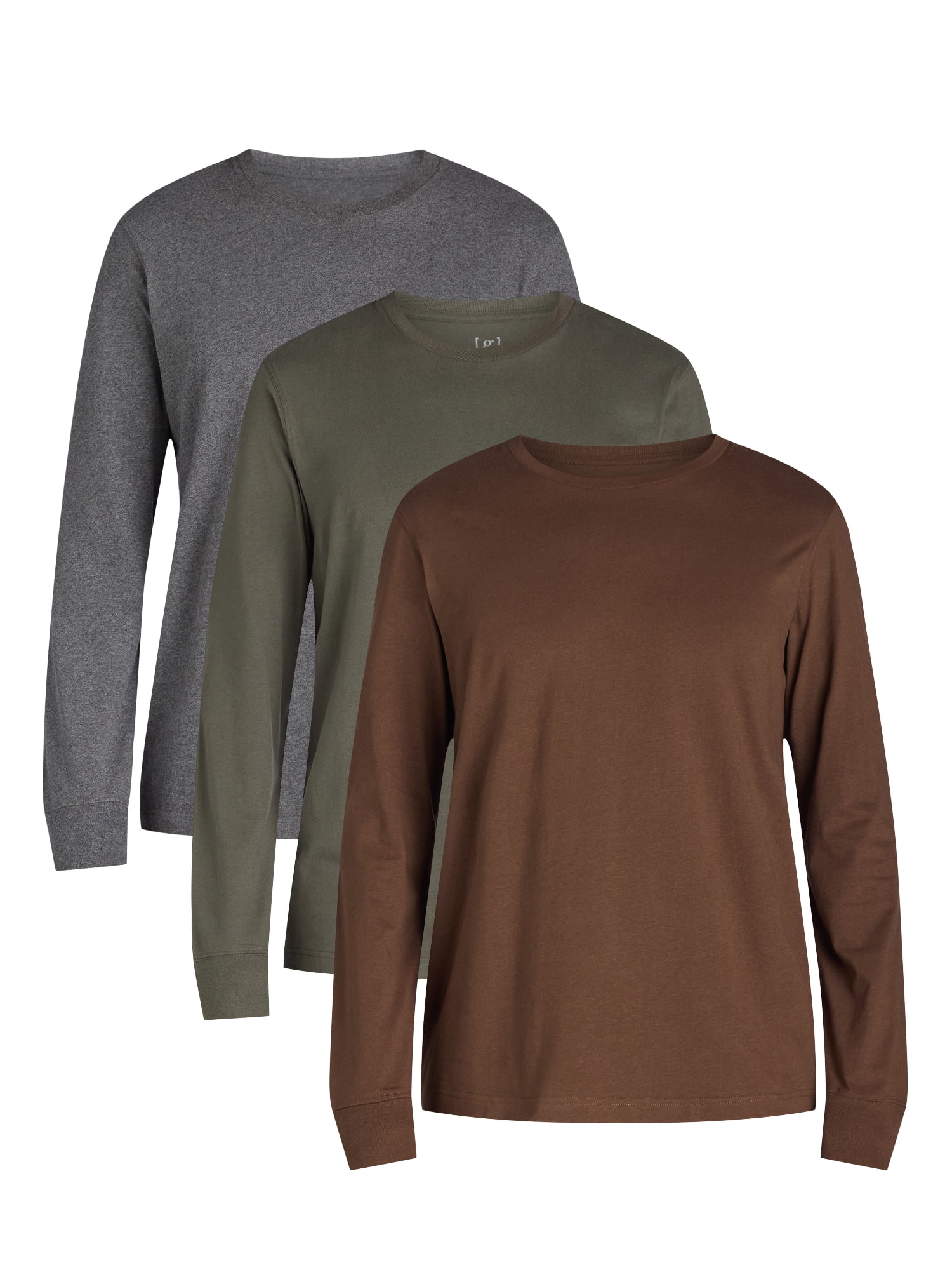 George Men's Crewneck Tee with Long Sleeves, 3-Pack, Sizes XS-3XLT ...