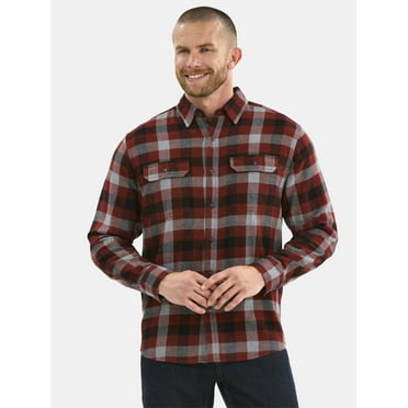George Men's & Big Men's 2-Pack Flannel Shirt with Long Sleeves, Sizes ...